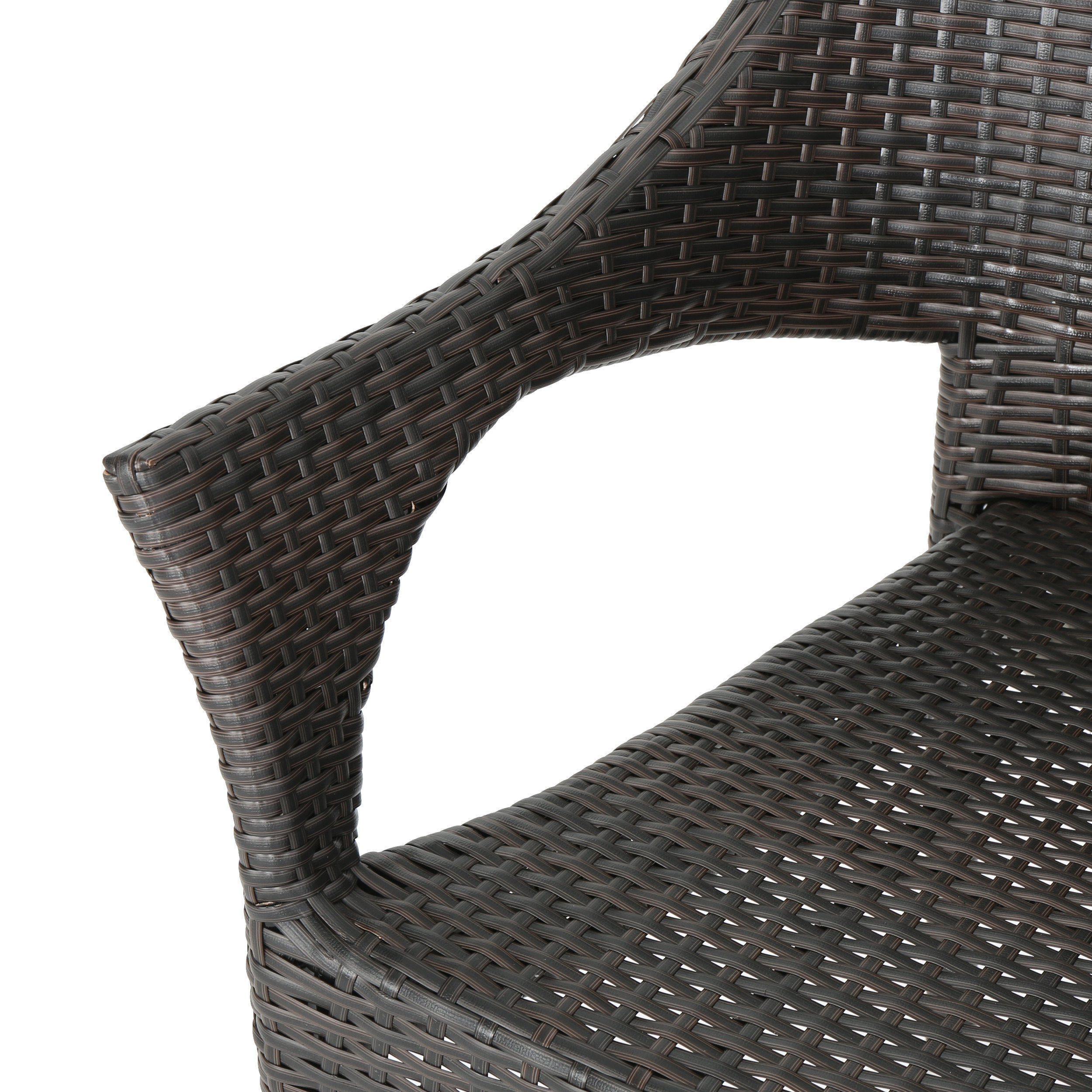 GDF Studio Miranda Outdoor Mix Mocha Wicker Stacking Dining Chairs, Set ...