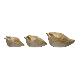 Decorative Stoneware Birds, Set of 3 Sizes, Tan - Contemporary ...