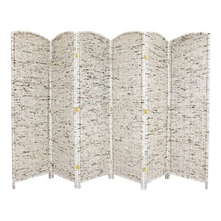 Classic Room Divider, Brass Hinged Recycled Newspaper Panels, White ...