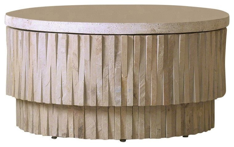 Round Teeter Totter Stone Cocktail Table - Transitional - Coffee Tables ...