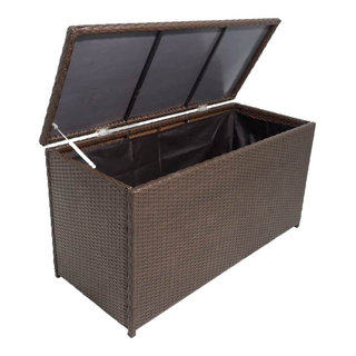 vidaXL Garden Storage Box Brown 47.2"x19.7"x23.6" Poly Rattan ...