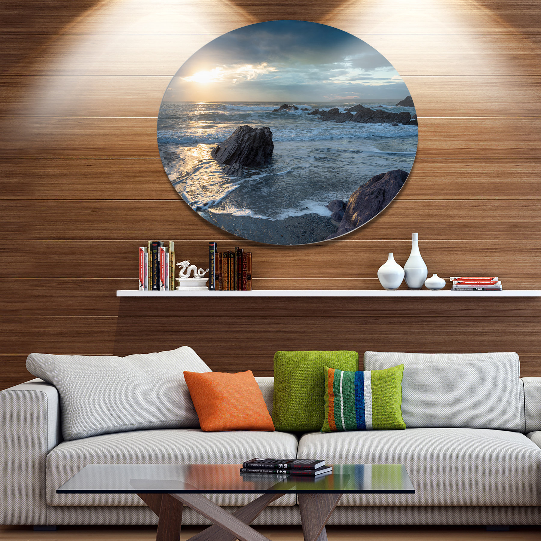 Sharrow Beach In Cornwall, Seashore Disc Metal Artwork Print, Disc of ...