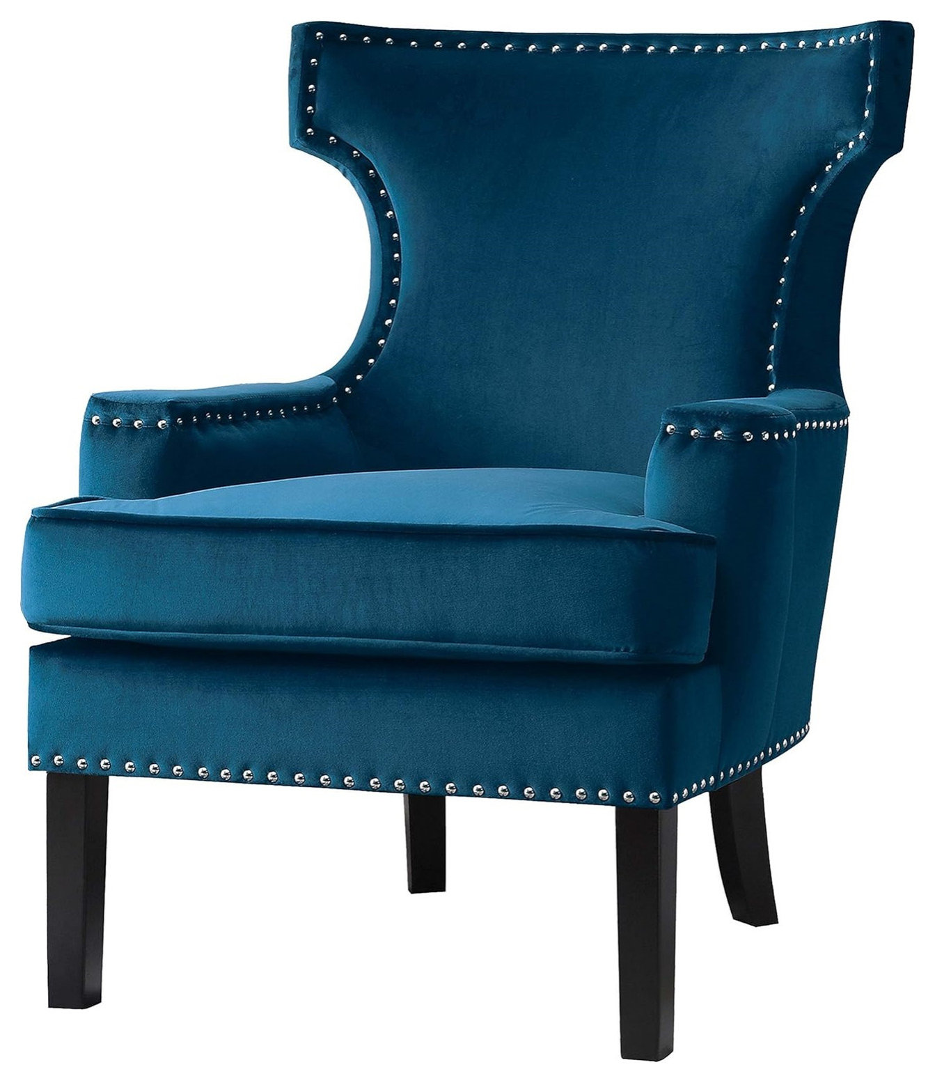 Navy Mid-Century Modern Wingback Accent Chair with Nailhead Trim ...