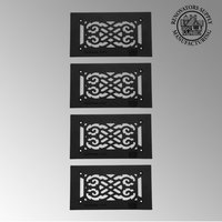 4 Heat Air Vent Grille Cast Aluminum Victorian Black Finish Register ...