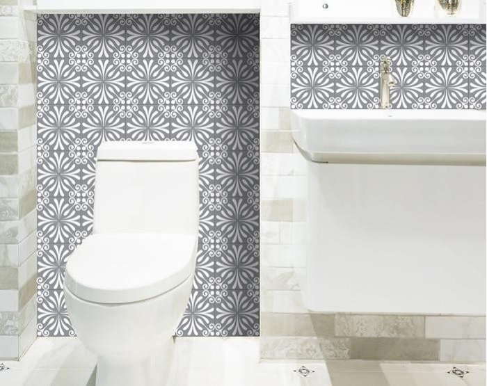 5" X 5" Gray And White Spire Peel And Stick Removable Tiles ...