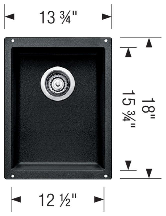 Blanco Precis 13-3/4" Undermount Single Basin SILGRANIT Kitchen Bar ...