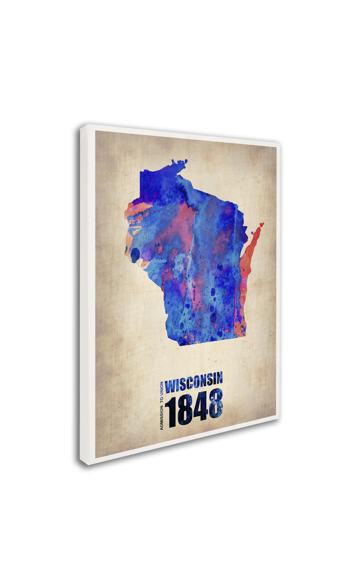 'Wisconsin Watercolor Map' Canvas Art by Naxart, 14" x 19 ...