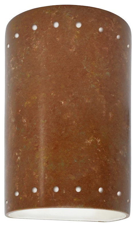 Justice Ambiance 1-Light 6" ADA Outdoor Sconce, Closed Top/Rust Patina ...