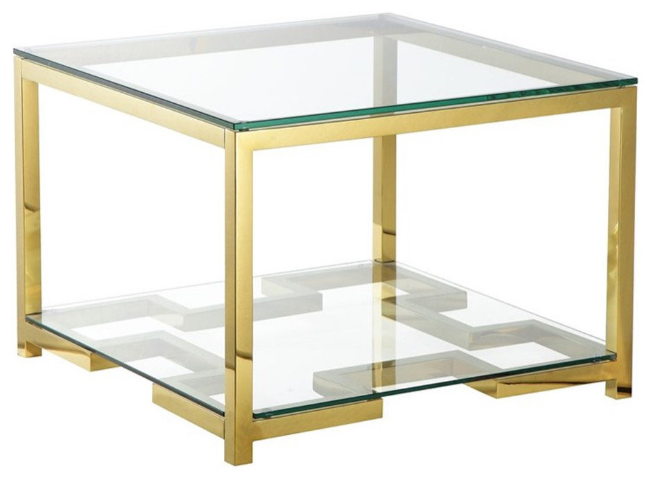 American Home Classic Nina Modern Metal/Glass Side Table in High Polish ...