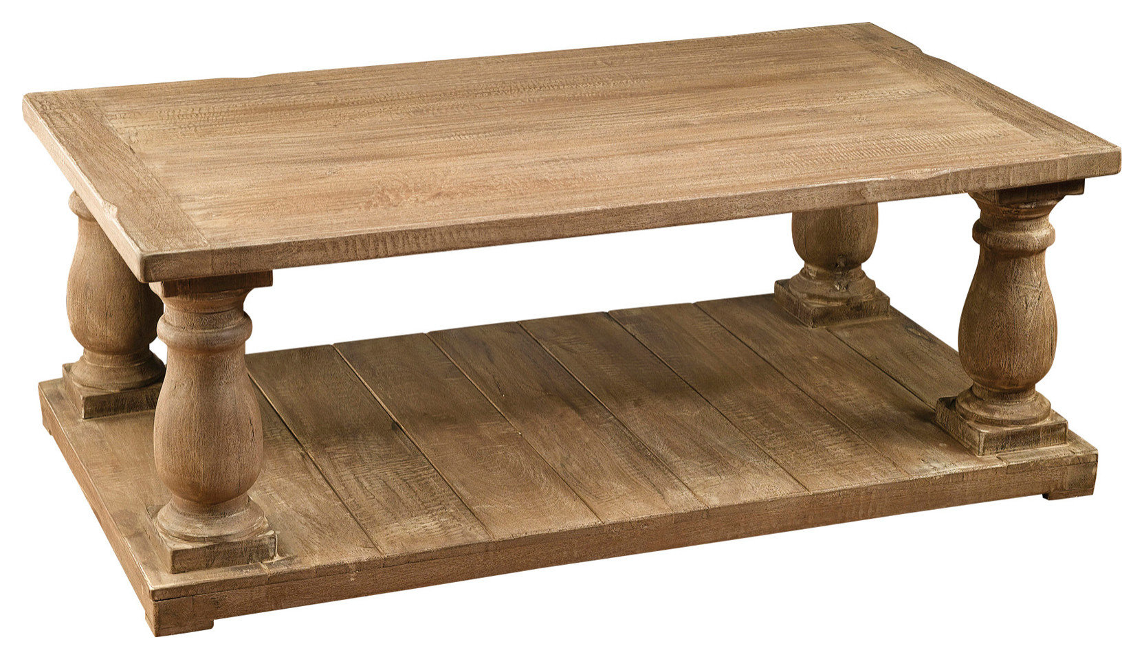Weathered Sand Finish Baluster Coffee Table - Traditional - Coffee ...