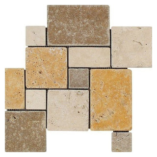 Sample of Mixed Travertine 4-Pieced OPUS Mini-Pattern Tumbled M. Tile ...