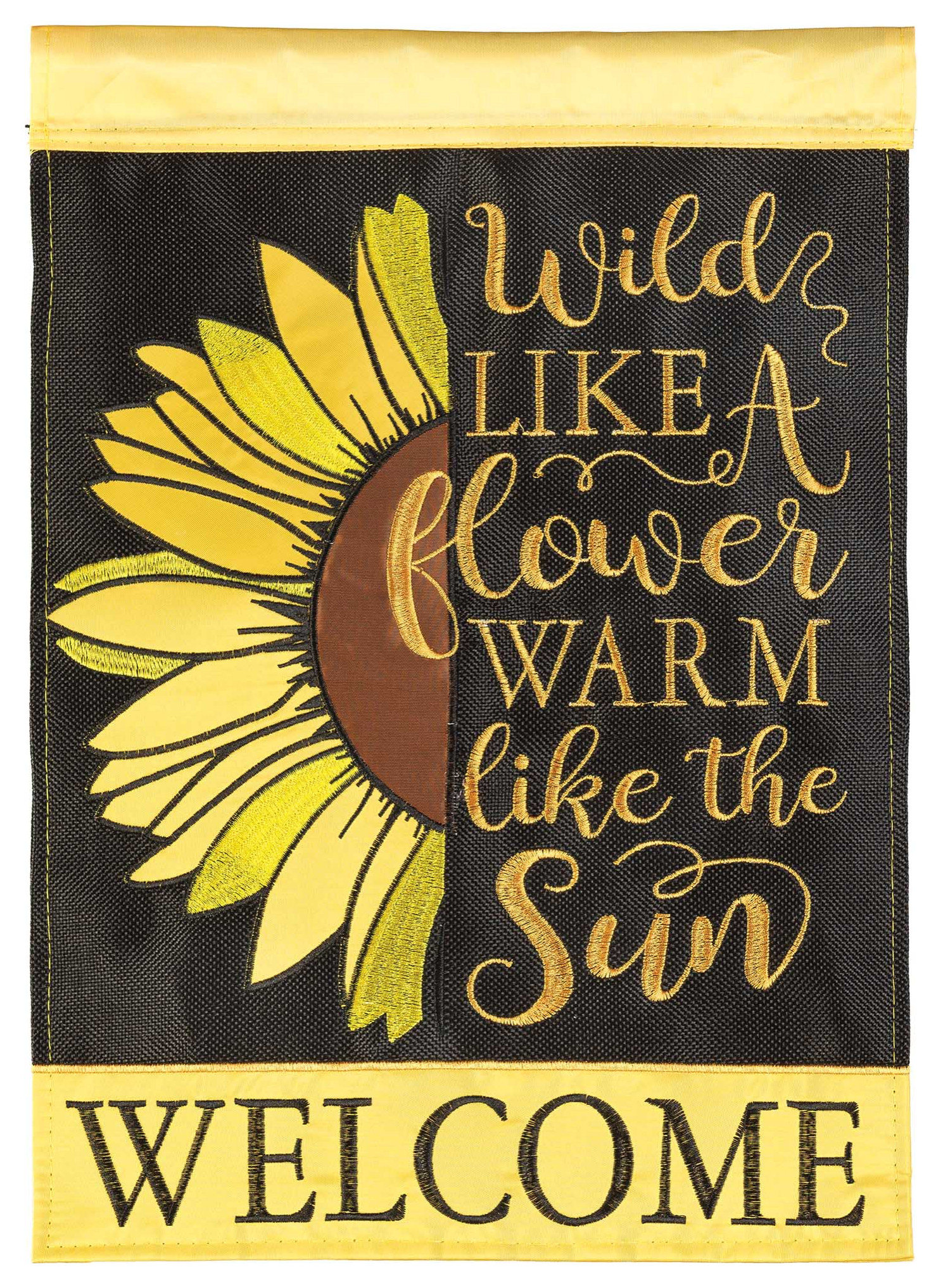 Sunflower Welcome Wild Like Flag, Burlap - Traditional - Flags And ...