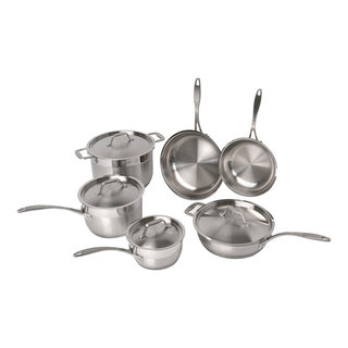 Earthchef Professional Copper Clad 10-Piece Cookware Set - Contemporary ...