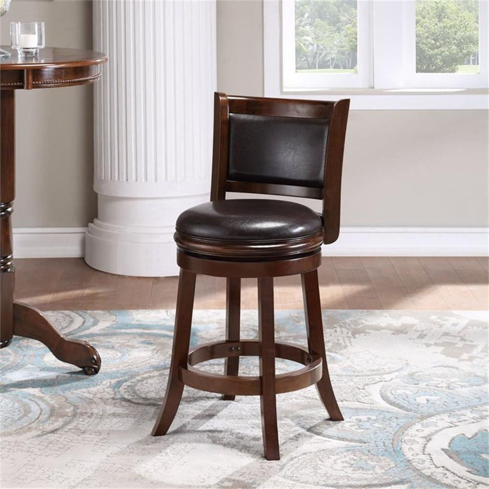 Boraam Augusta Bar Height Swivel Bar Stool in Cappuccino and Dark Brown ...