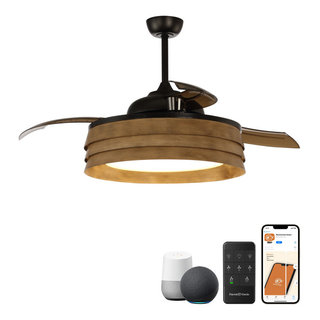 52 in. Farmhouse Smart Fandelier Ceiling Fan, Works with Google & Alexa ...