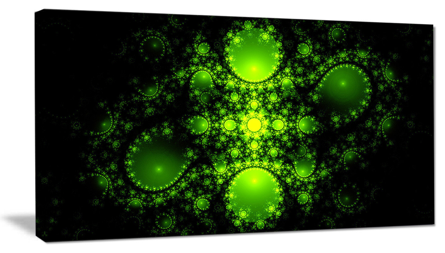 Cabalistic Green Fractal Design, Abstract Canvas Art Print, 32"x16"x1 ...