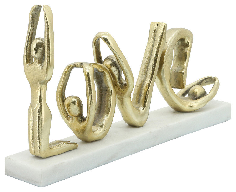 Metal 18" Love Marble Base Accent, Gold - Contemporary - Decorative ...
