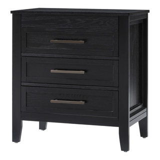 28"W Transitional 3-Drawer Nightstand, Built-in Power Outlet ...