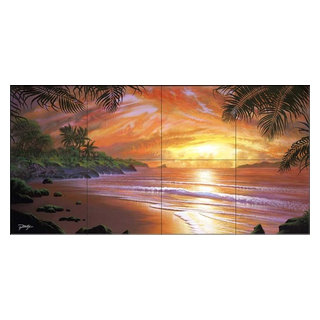 Tile Mural, Tropical Passion by Jon Rattenbury, 17" x 8.5" (8 Tiles ...