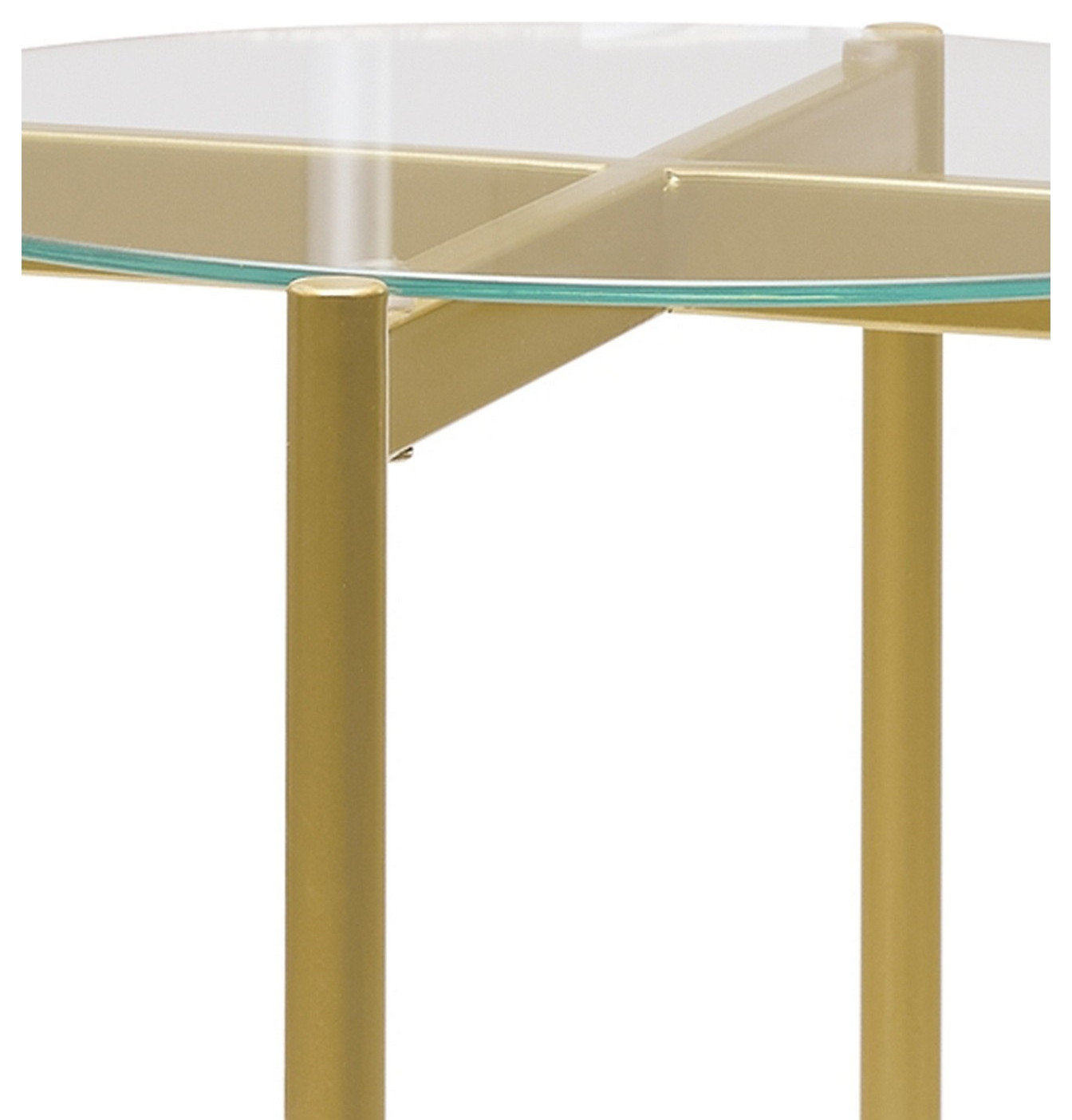 Glass Top Metal End Table with Marble Shelf, Gold and White ...
