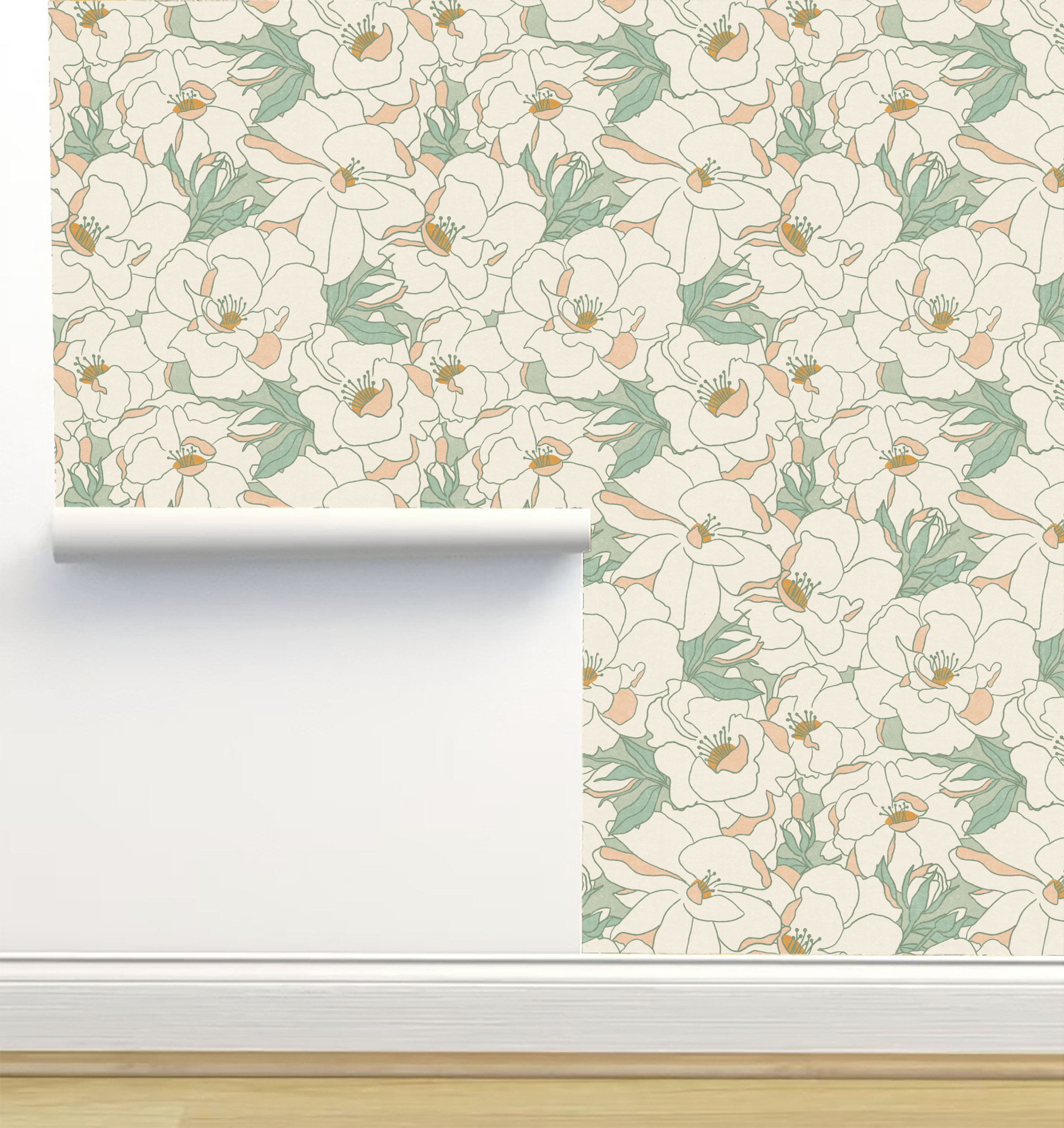 Zephirine Mint Wallpaper by Amy MacCready, 24"x72" - Contemporary ...