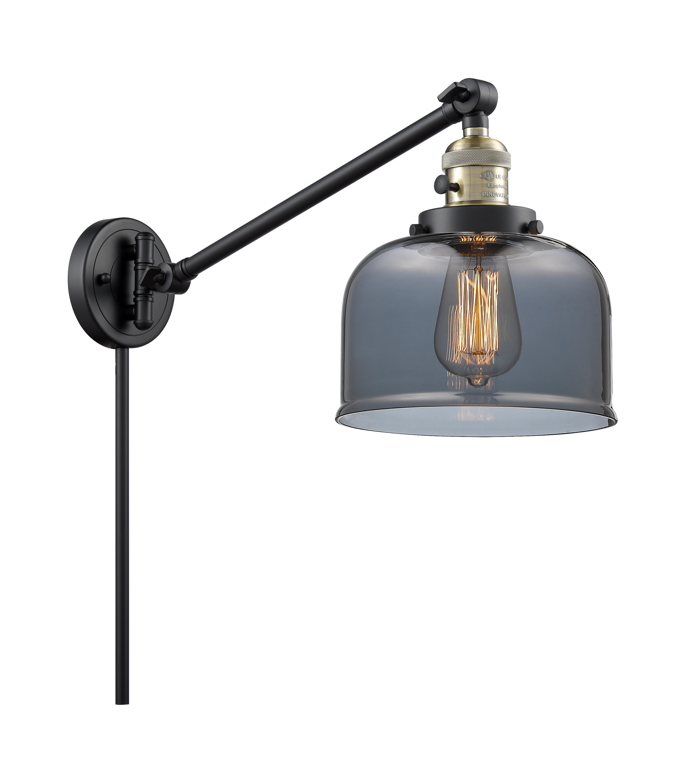 Bell 1 Light Swing Arm With Switch In Black Antique Brass (237-Bab-G73 ...