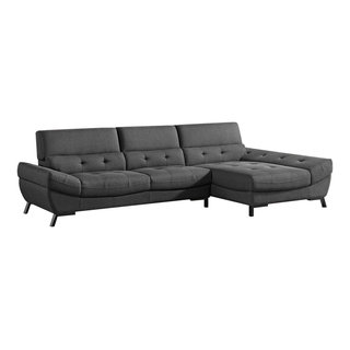 Modern Dark Gray Fabric Tufted Rider Sectional - Transitional ...