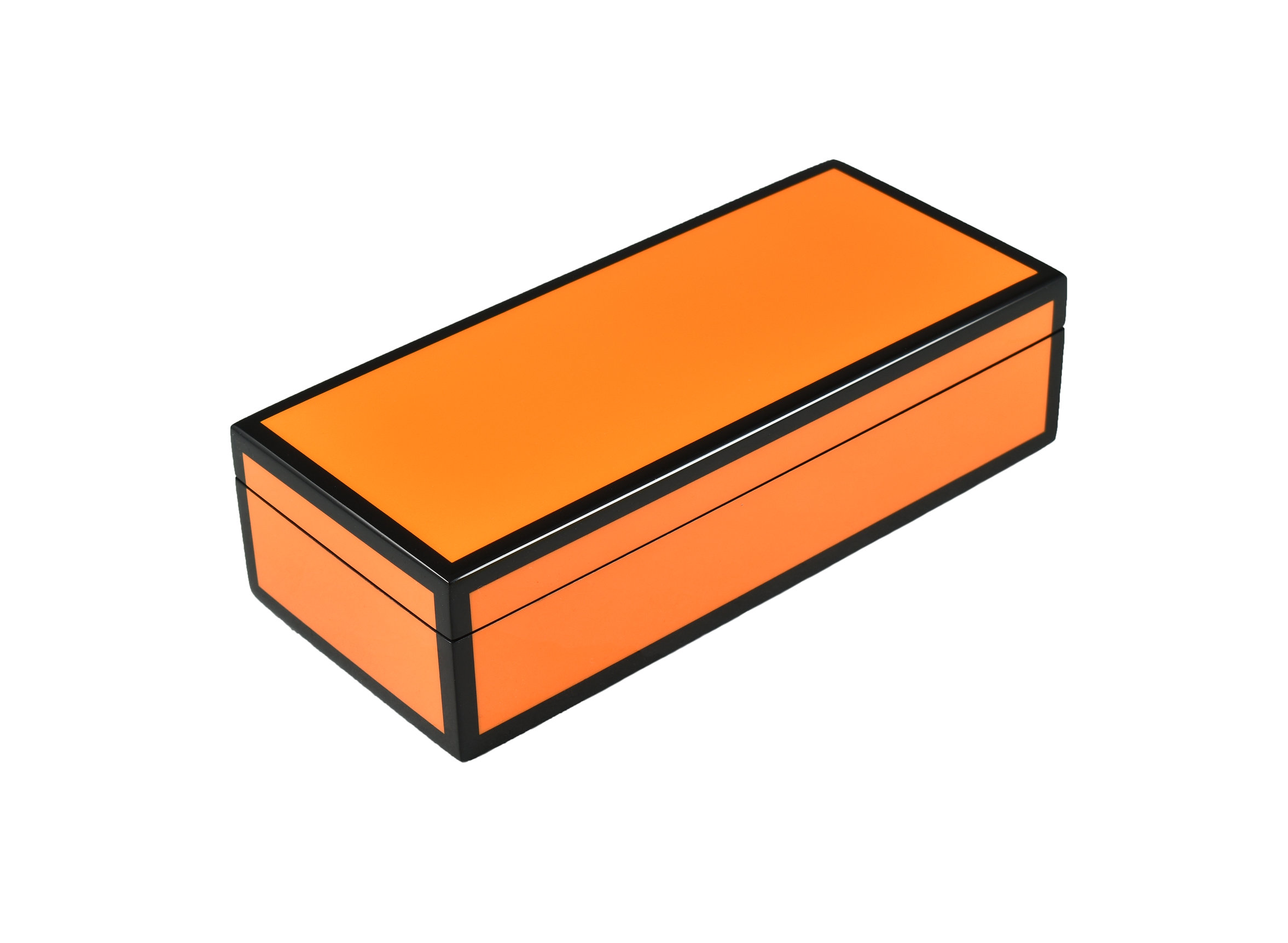 Lacquer Long Pencil Box, Orange with Black - Contemporary - Decorative ...