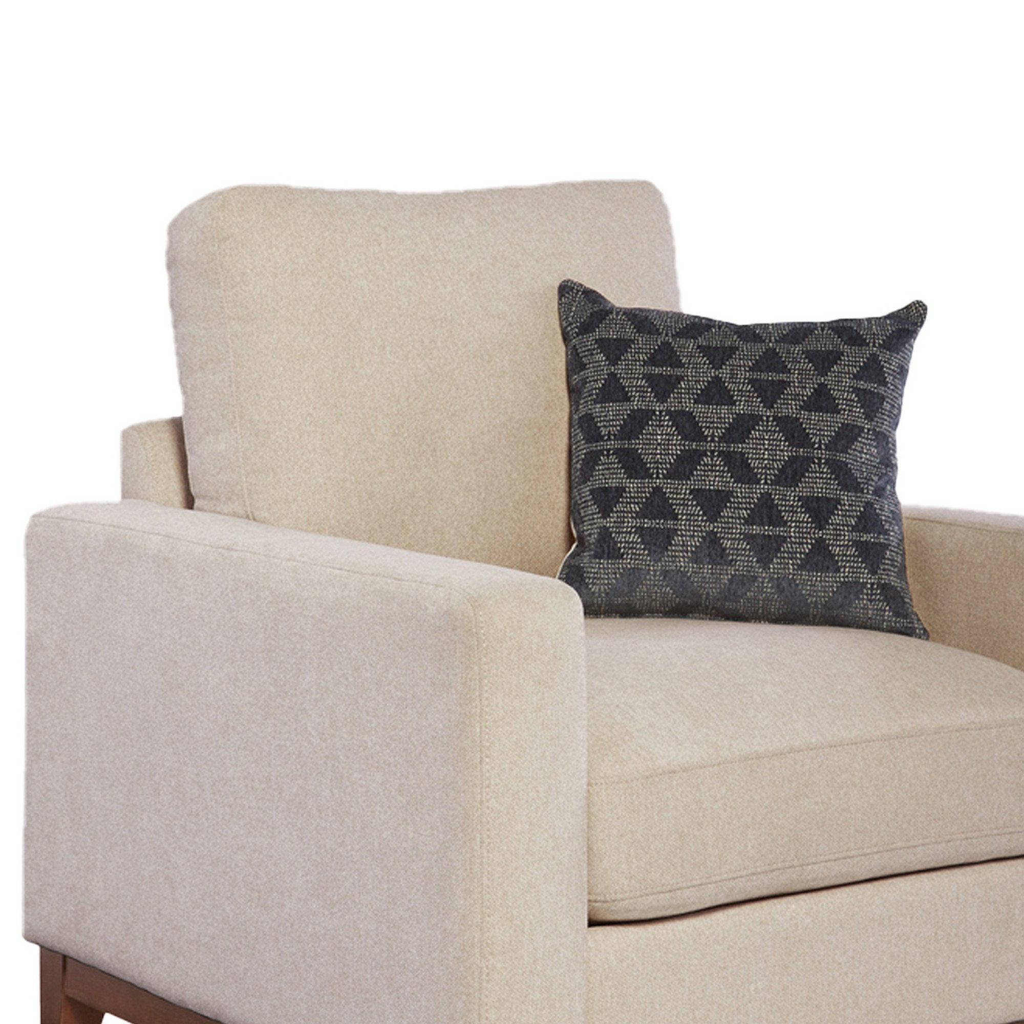 Fabric Upholstered Chair with Track Armrests and Chamfered Legs, Beige ...