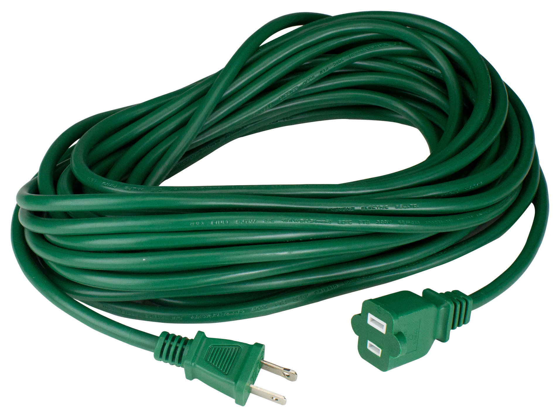 40' Green 2-Prong Outdoor Extension Power Cord with End Connector ...