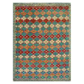 Balochi Afaf Light Green/Rust Rug, 3'4x4'10, 3'4x4'10 - Southwestern ...