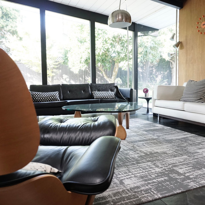 75 Mid-Century Modern Wall Paneling Living Room Ideas You'll Love ...