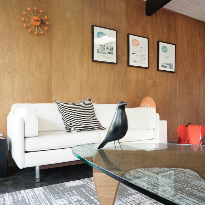 75 Mid-Century Modern Wall Paneling Living Room Ideas You'll Love ...