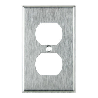 Sunlite E211/S 1 Gang Duplex Receptacle Plate, Steel - Transitional ...