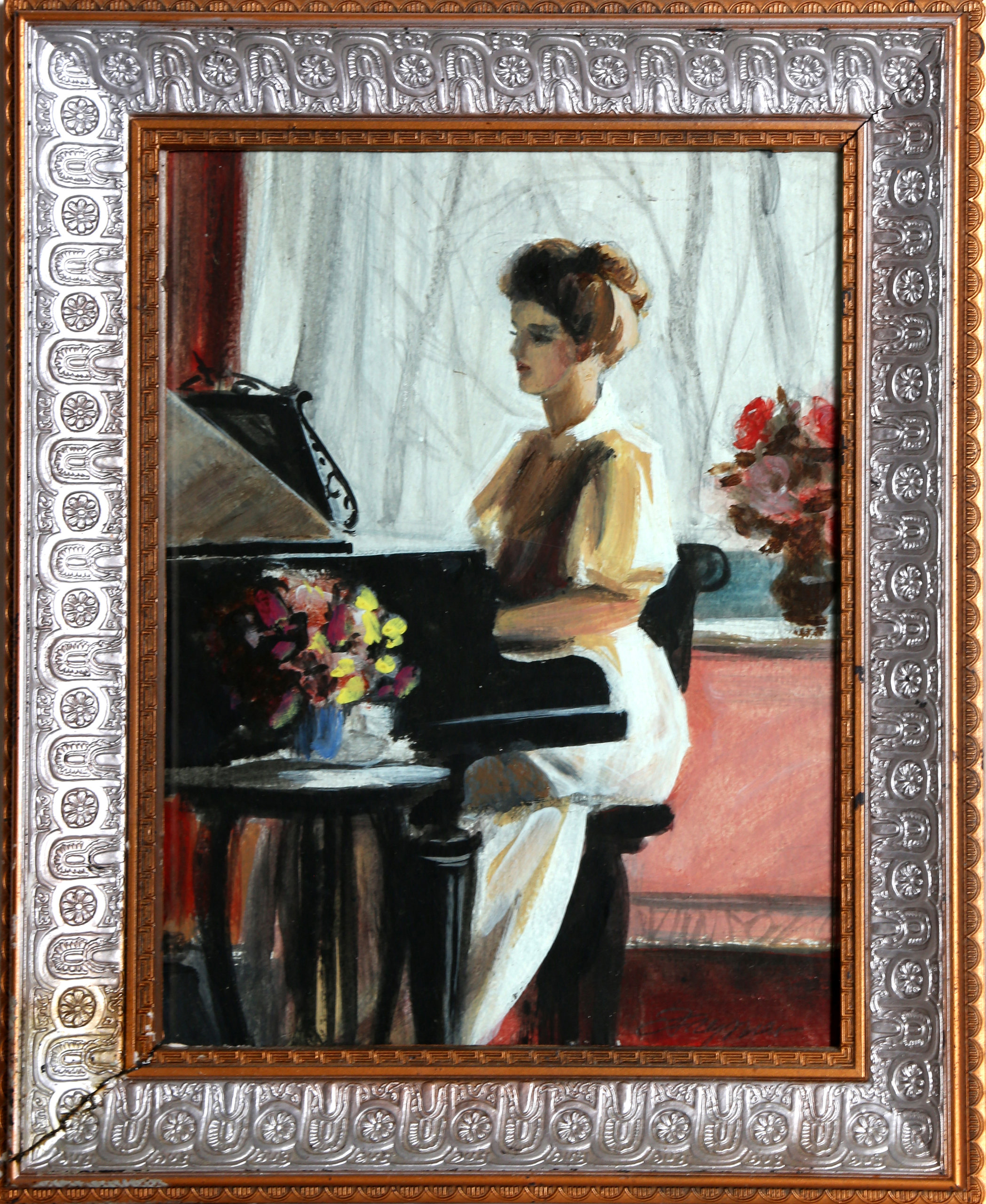 Playing Piano, Erik Freyman, 6x9 - Traditional - Paintings - by ...