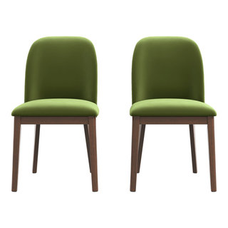 Belfast Mid-Century Modern Solid Wood Upholstered Dining Chair, Set of ...