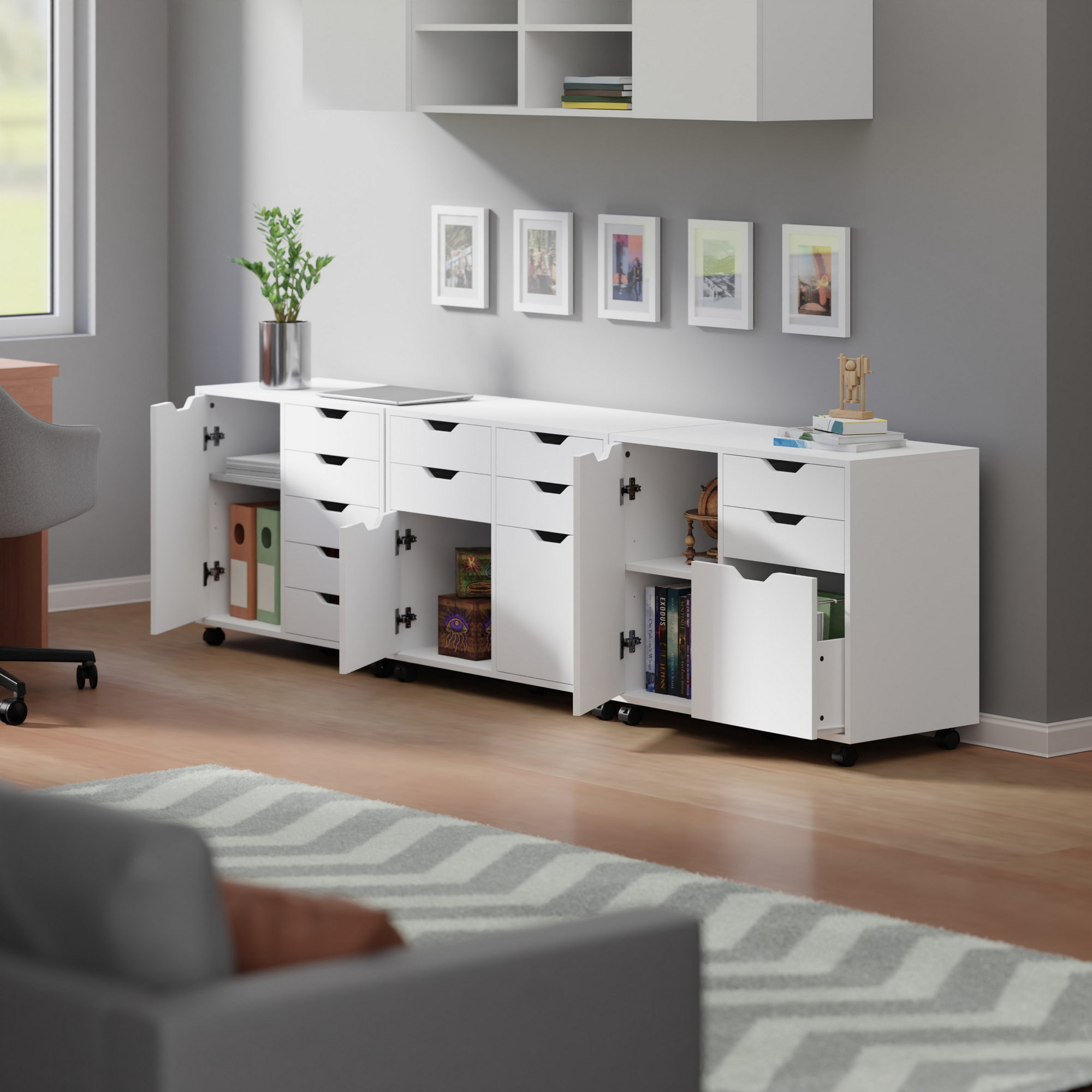 Halifax 3-Pc Cabinet Set with File Drawer, White - Transitional ...