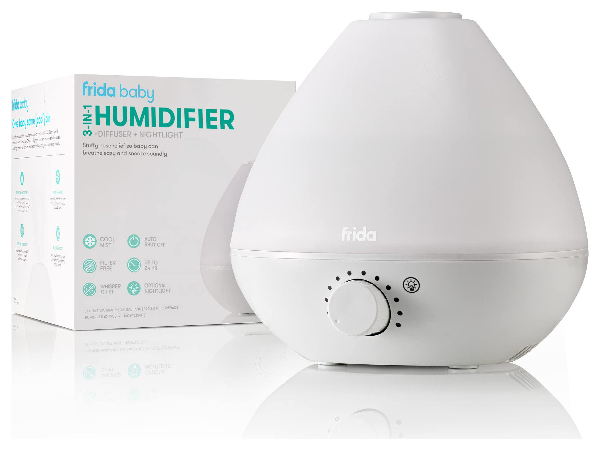 3-in-1 Humidifier With Diffuser and Nightlight, White., 0.5 Gallon Tank ...