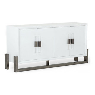 Modrest Lenny Modern White High Gloss and Stainless Steel Gun Metal ...