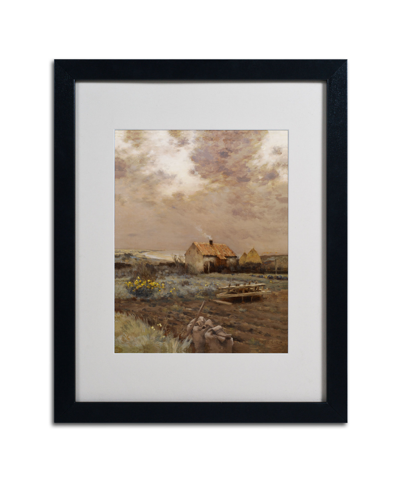 'Landscape, 1880' Matted Framed Canvas Art by Jean Cazin, 16" x 20 ...