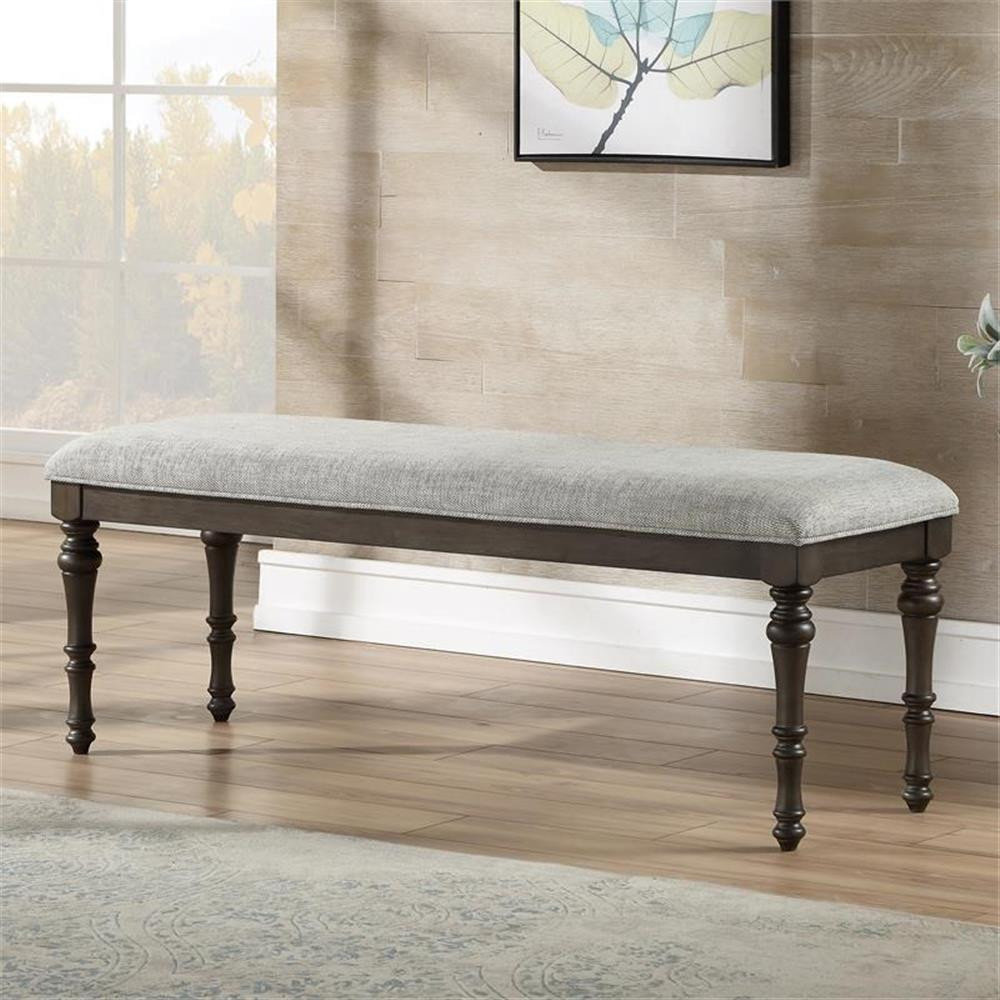 Steve Silver Linnett Gray Fabric Dining Bench - Traditional - Dining ...