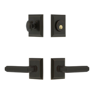 Grandeur Carre Square Rosette Entry Set with Carre Lever - Transitional ...
