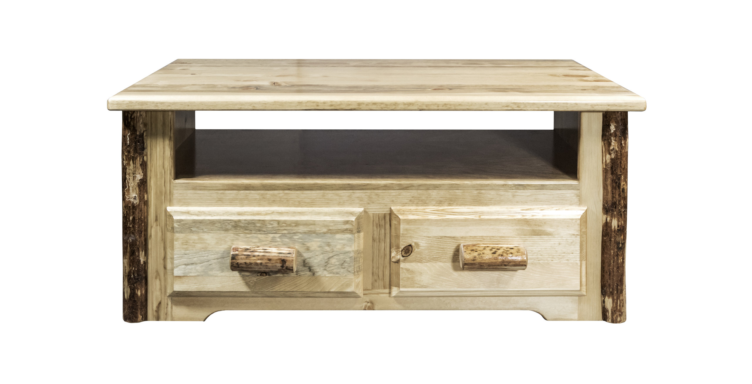 Montana Log Wood Two Drawer Entertainment Center MWGCSCEC2D - Rustic ...