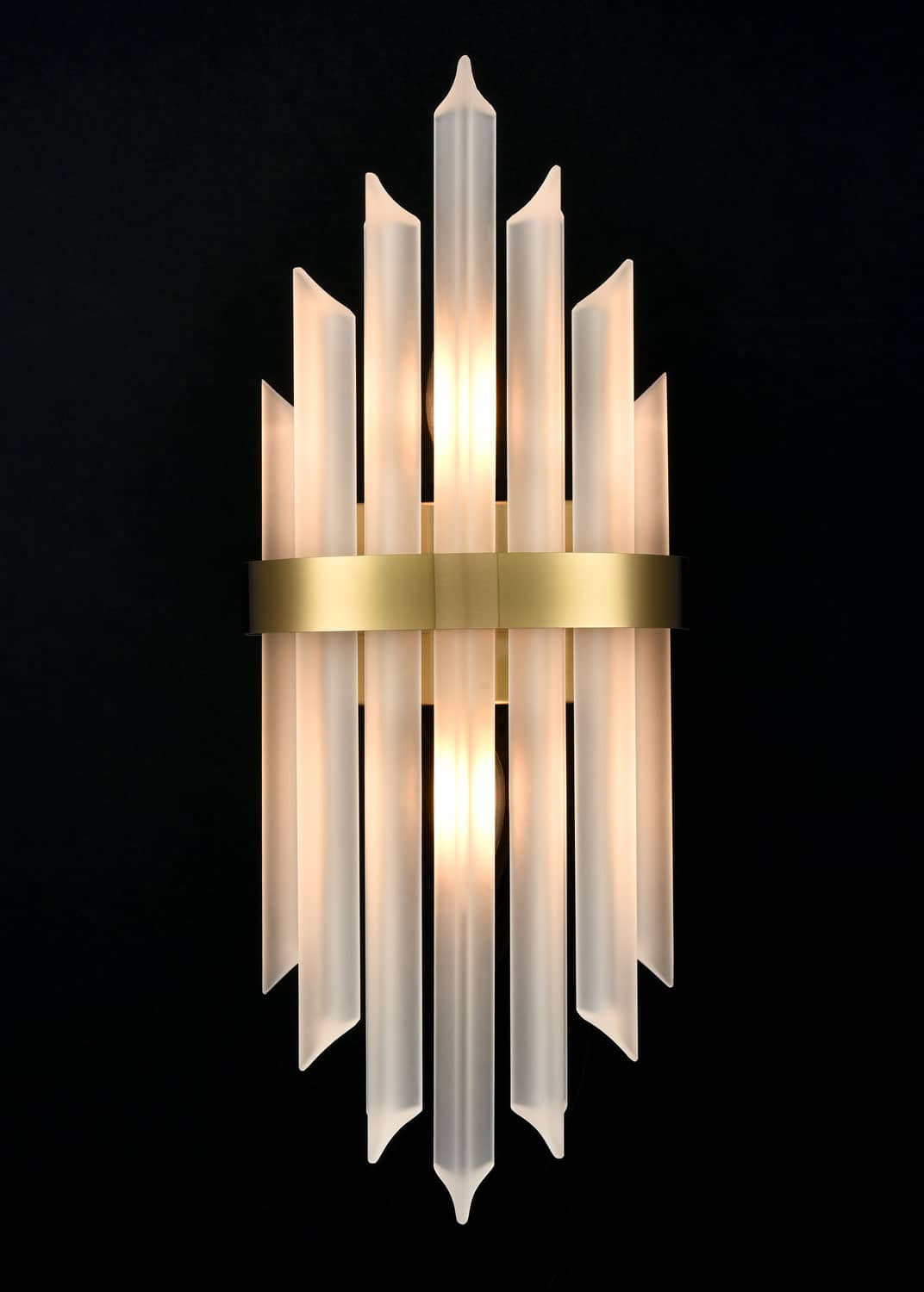 Modern Gold Wall Sconces Set of Two With Crystal Frosted Glass ...