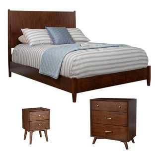 Home Square 3 Piece Set with Nightstand King Panel Bed & Accent Chest ...