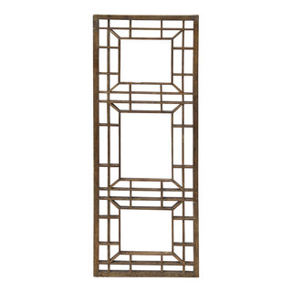 Vintage Restored Oriental Zen Geometric Wood Wall Panel Hws3774 - Asian ...