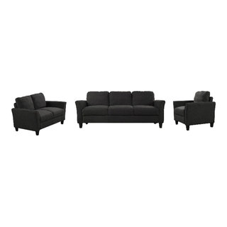 CRO Decor 3 Piece Polyester-blend Sofa Set Upholstered for Living Room ...