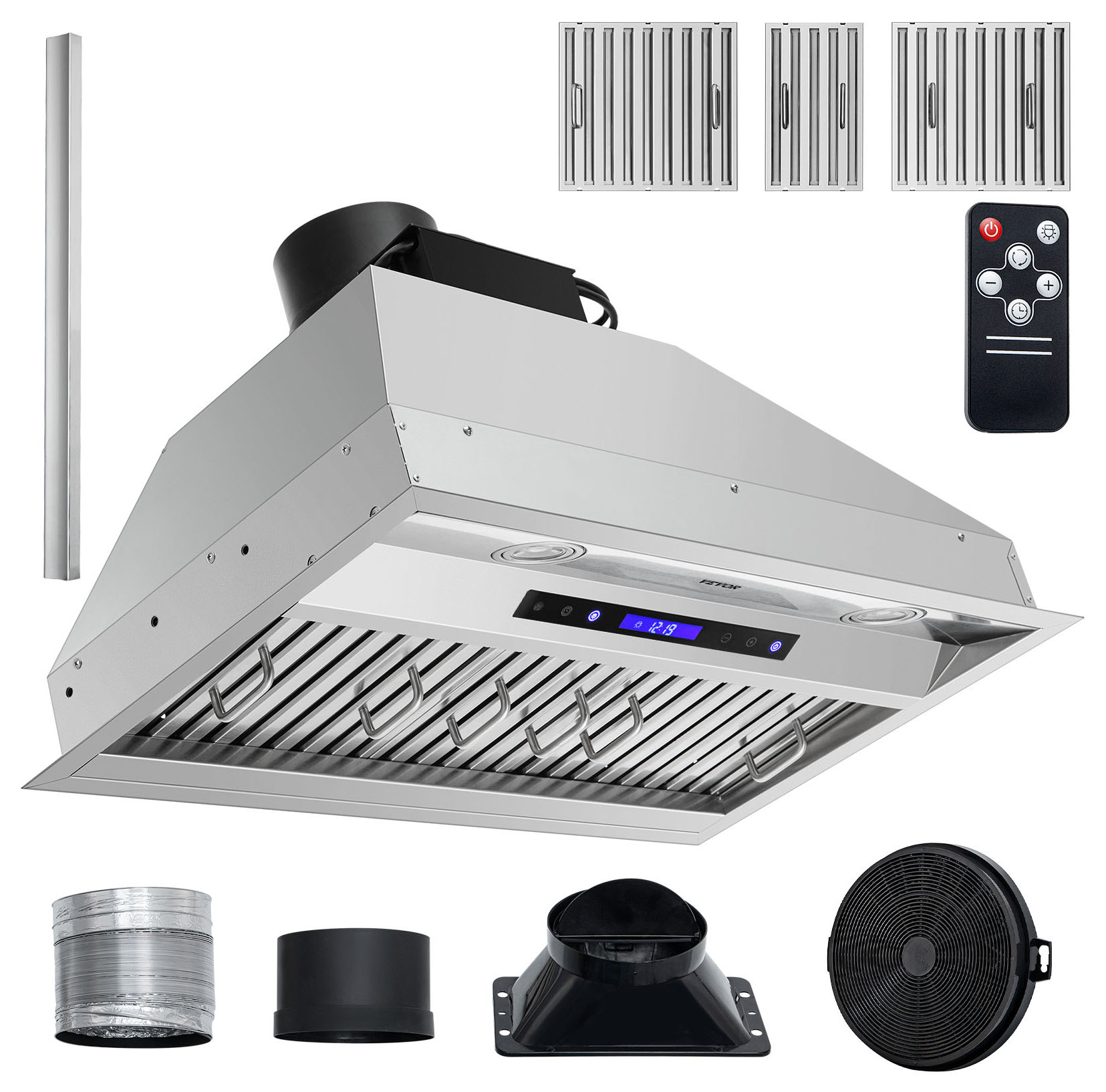 VEVOR Built-in Range Hood Insert Vent Hood 900CFM 30in Touch & Remote ...
