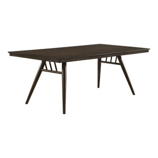 Oss 80" Rectangular Dining Table, Fluted Apron, Dark Walnut Brown Wood ...