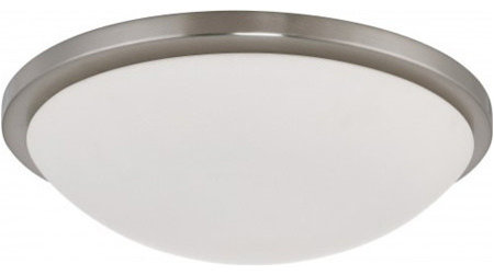 Button 17" 25W 1 LED Flush Mount Brushed Nickel Frosted Glass ...